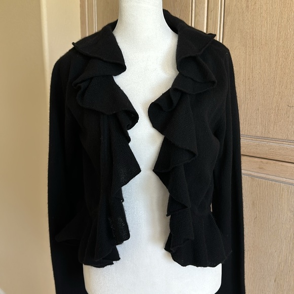 Aqua | Sweaters | Aqua 0 Cashmere Black Ruffle Sweater | Poshmark